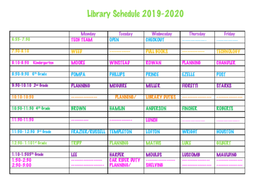 school library timetable