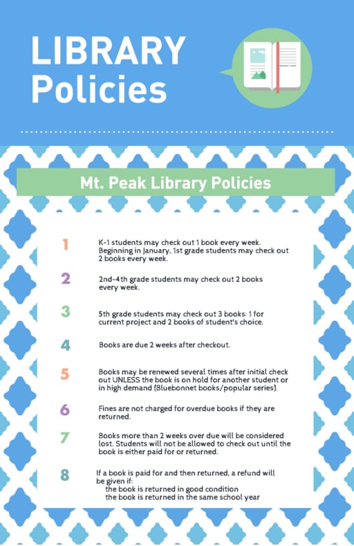 elementary school library rules