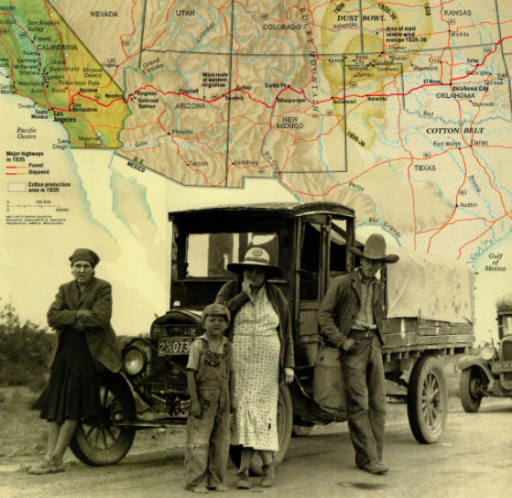 Dust Bowl Migration Route 66
