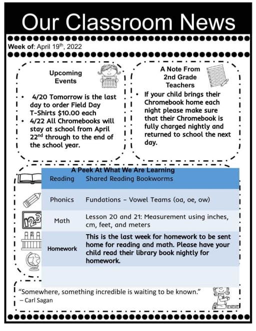 Second Grade News Heading