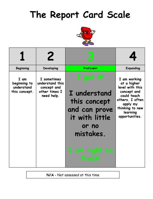 sample primary school report card