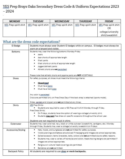 yes prep dress code
