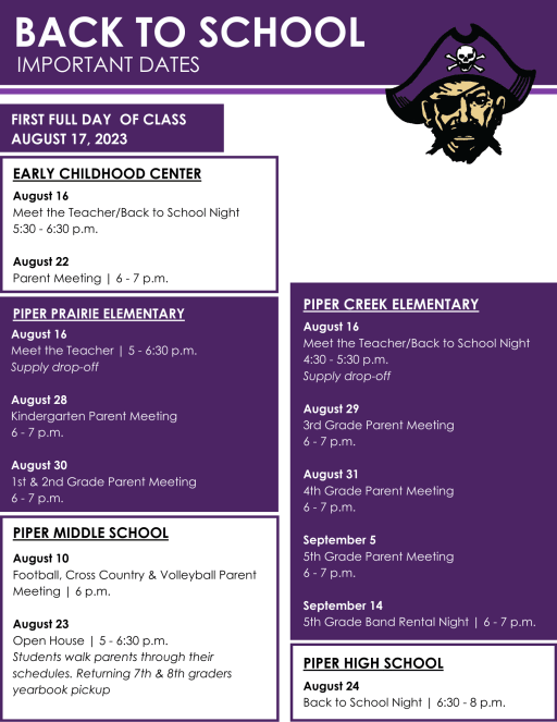 important dates for primary schools