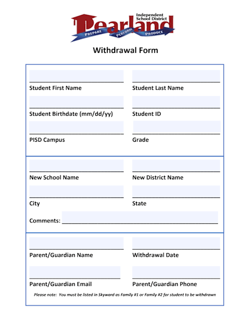 withdrawal form