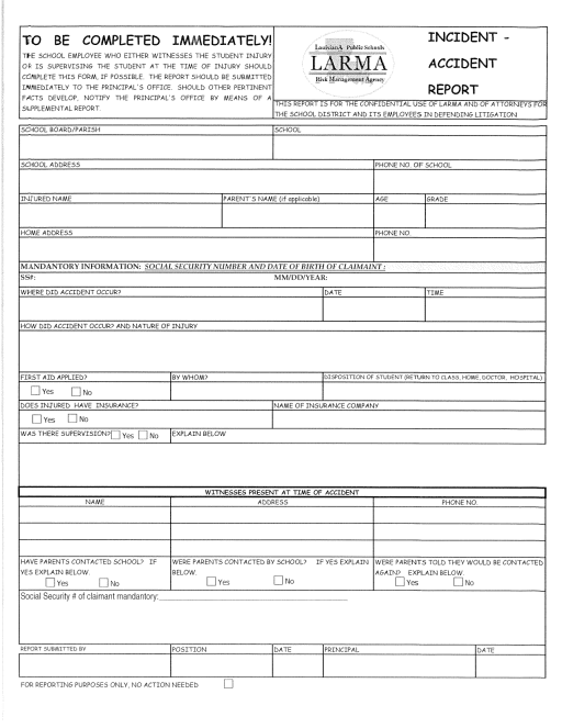 school incident reporting form