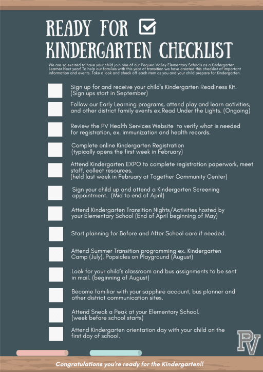 kindergarten paperwork