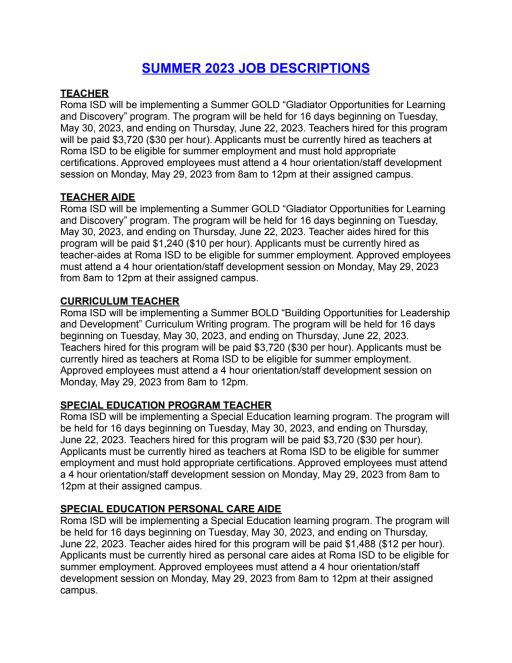 job specification example for teacher