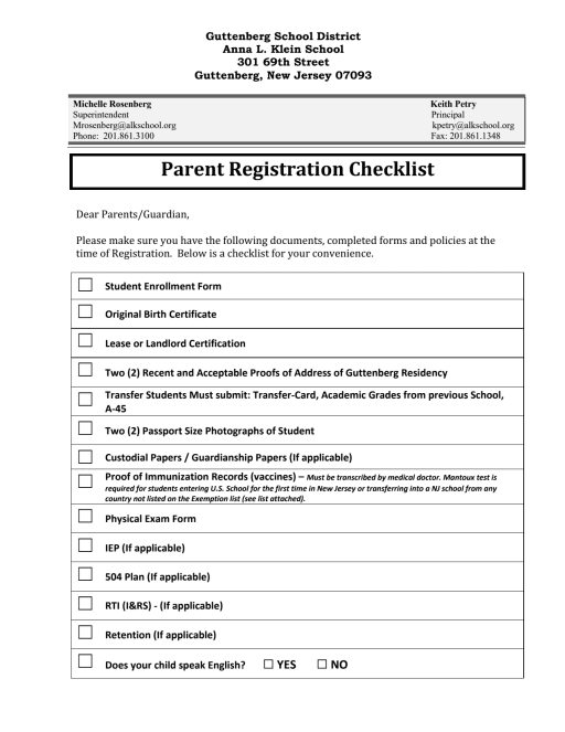 school registration list