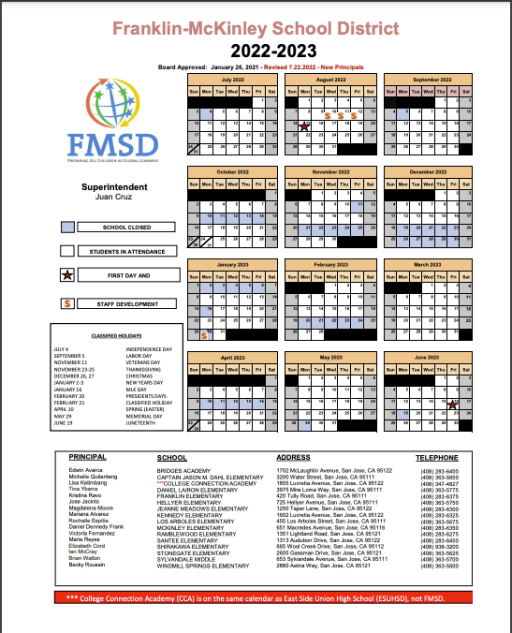 markham elementary school calendar