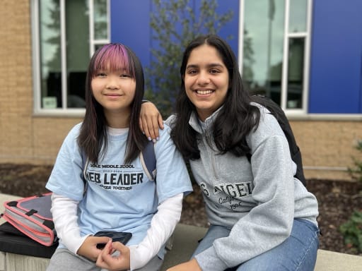 Students at Olde Middle School on the first day of school in 2023