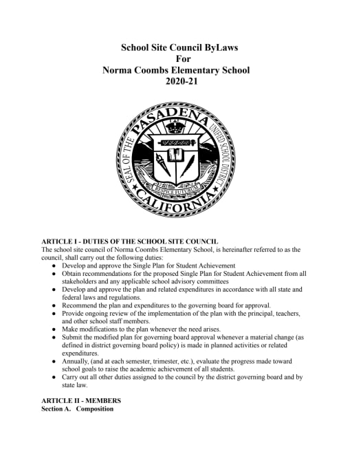 Elementary Student Council Bylaws