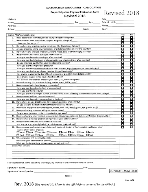 middle school evaluation form