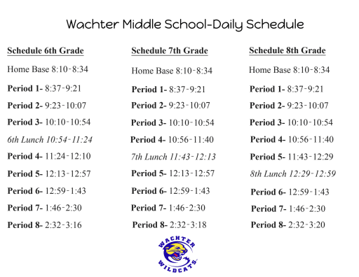 Middle School Daily Schedule Sample