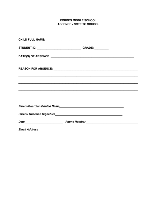 School Attendance Letter Sample Kostenloses School Absence Letter