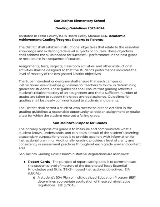 texas elementary grading scale