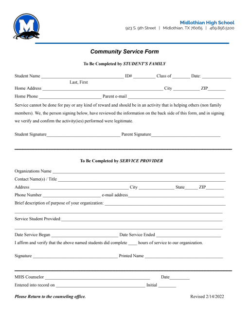 Community Service Form Free Printable Community Service Form Templates