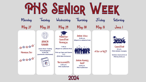 High School Senior Activities Tentative Senior Calendar Of Events