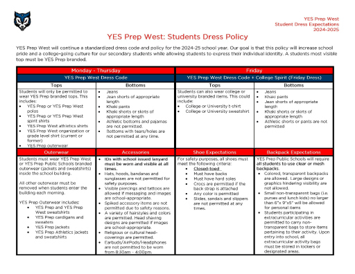 yes prep dress code