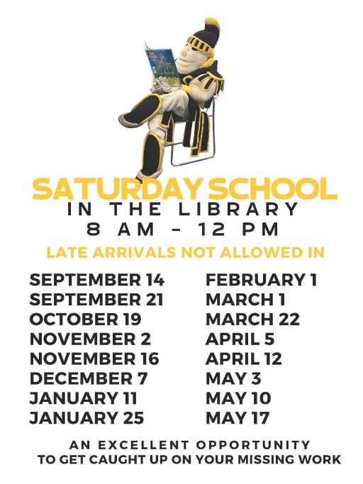 Saturday School Schedule Spring After School, Lunch Club & Saturday