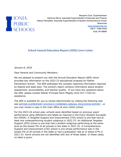 school report letter