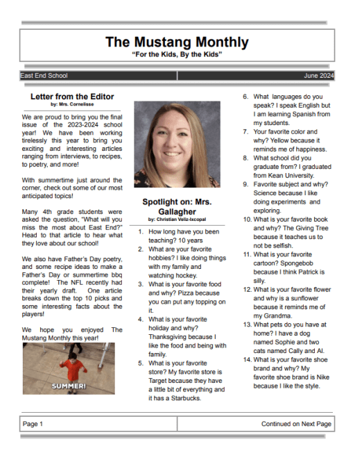 elementary school newspaper