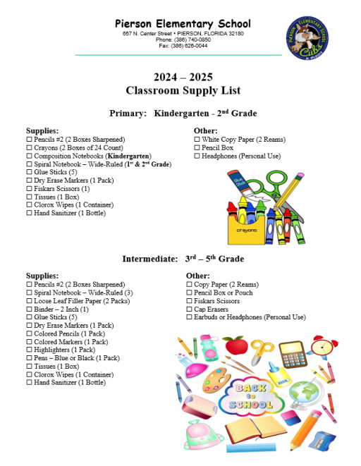 Elementary School Class List