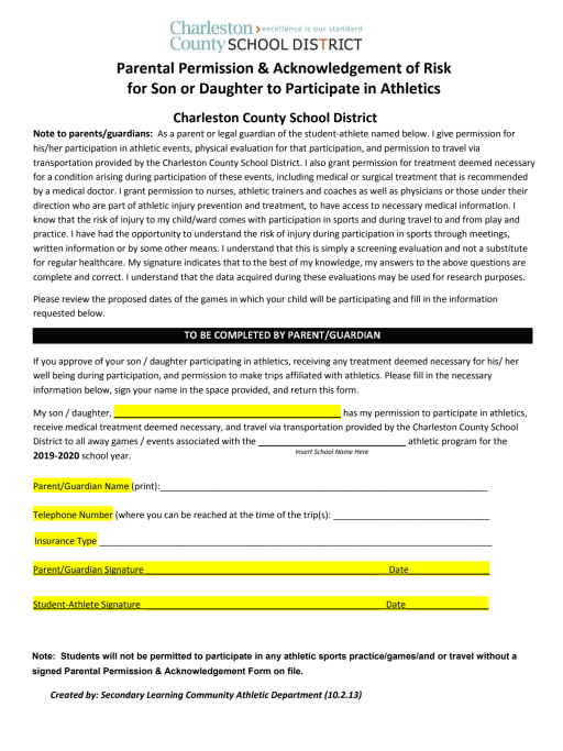 Parental Permission Form Printable