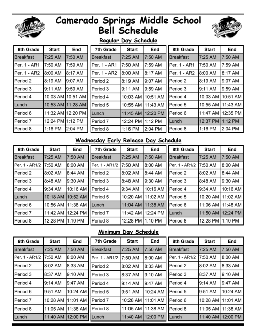 school bell timing format