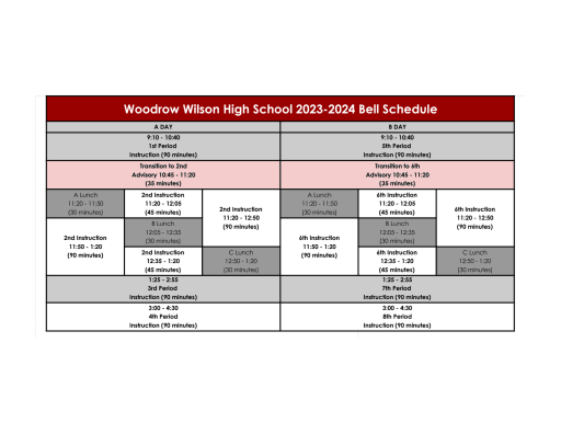 high school schedule