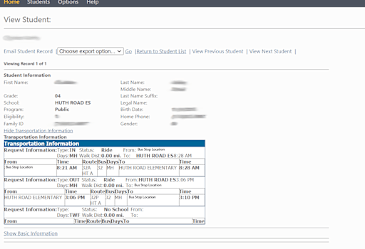 next bus information