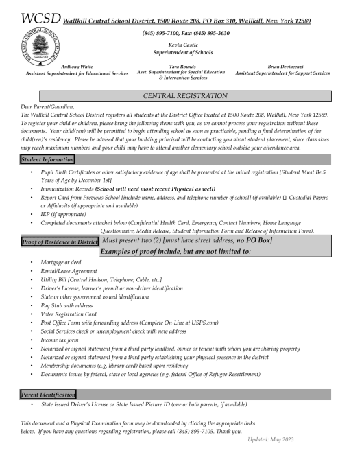 school registration list