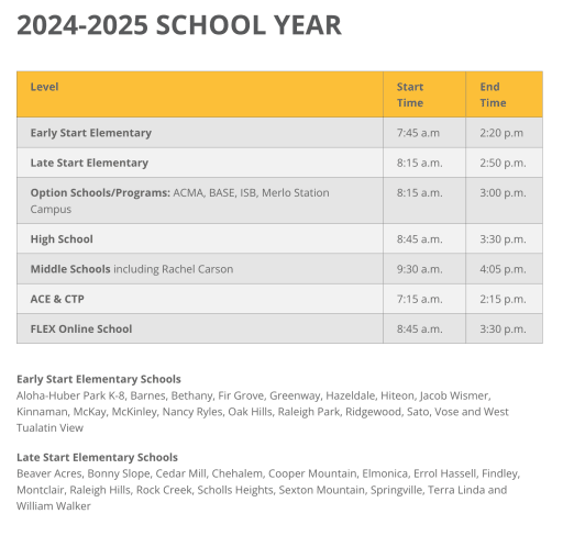 what time does elementary schools start