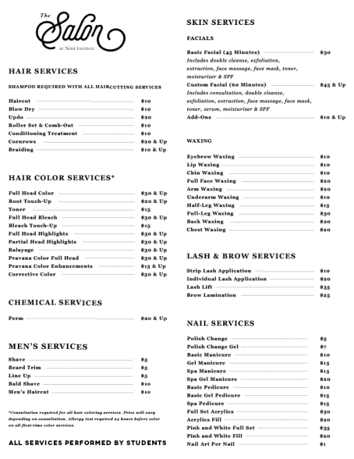 Hair salon services store