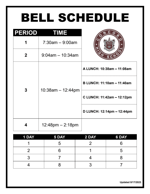 high school school timetable