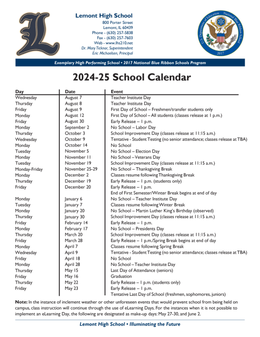 calendar dhsb