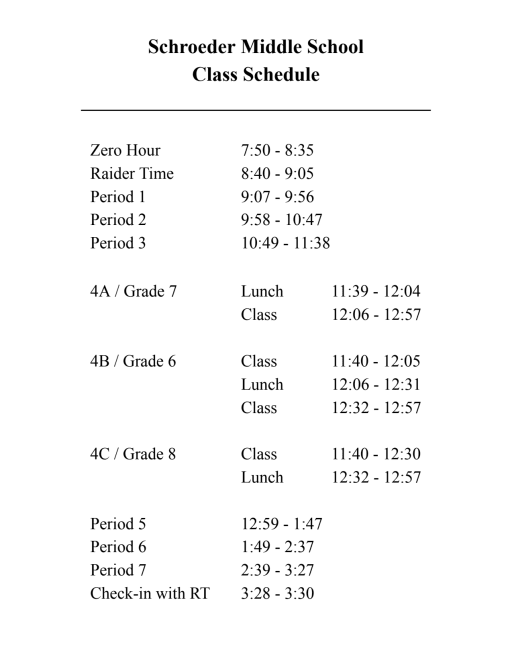 first grade schedule
