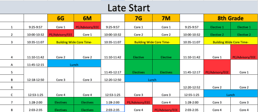 middle school student schedule