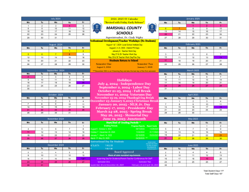 markham elementary school calendar
