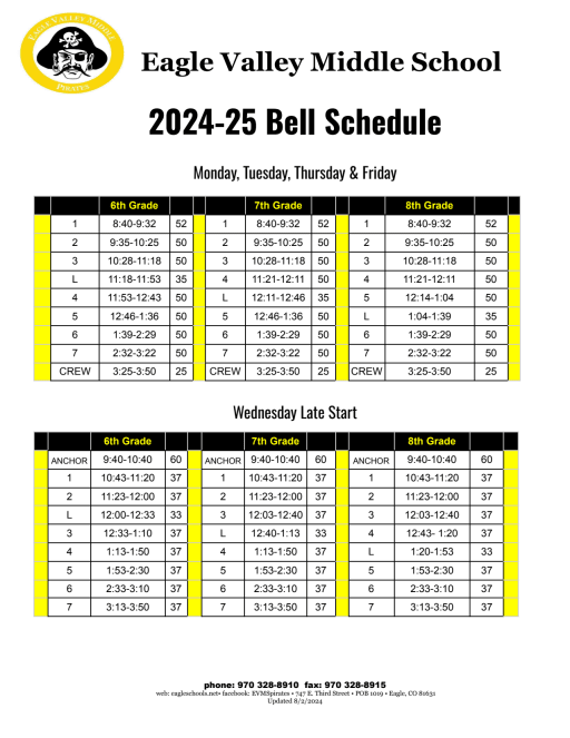 marshall bell schedule