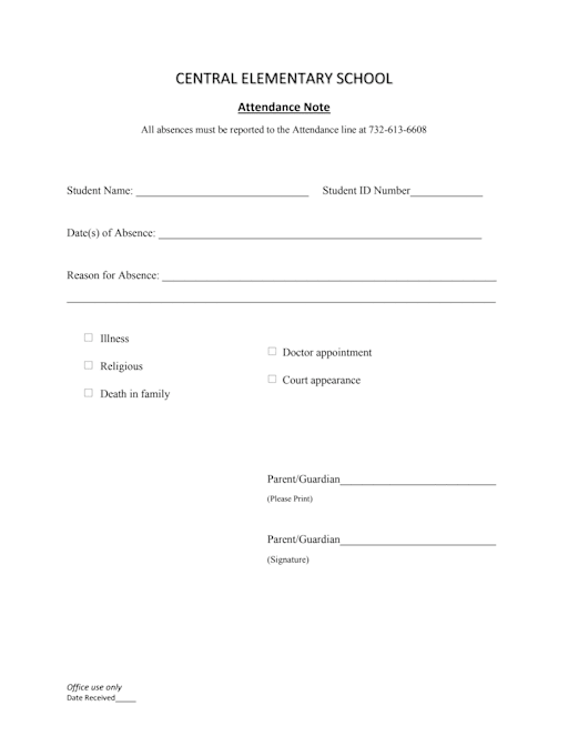 attendance note format