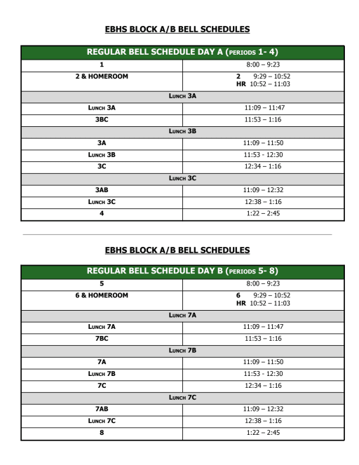 ebl schedule