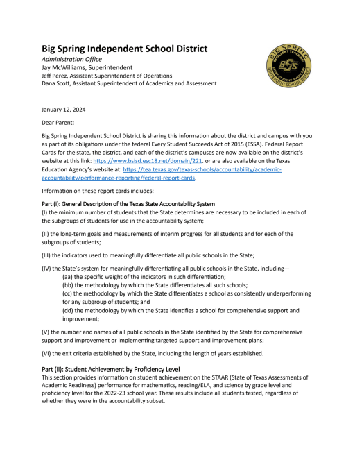 school report letter