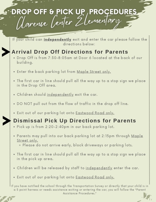 Classroom Dismissal Procedures Dismissal Pick Up Procedures Clarence