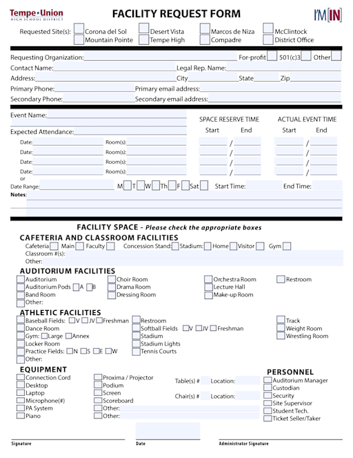 facility rental template