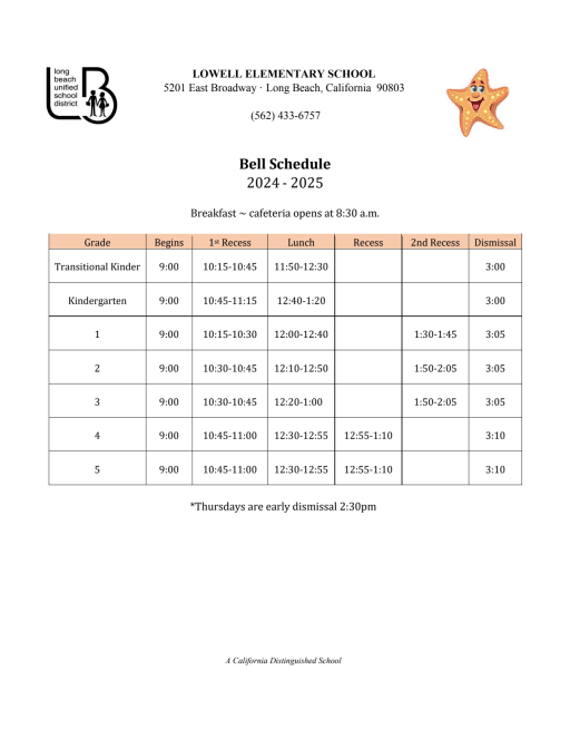 lcisd elementary school hours