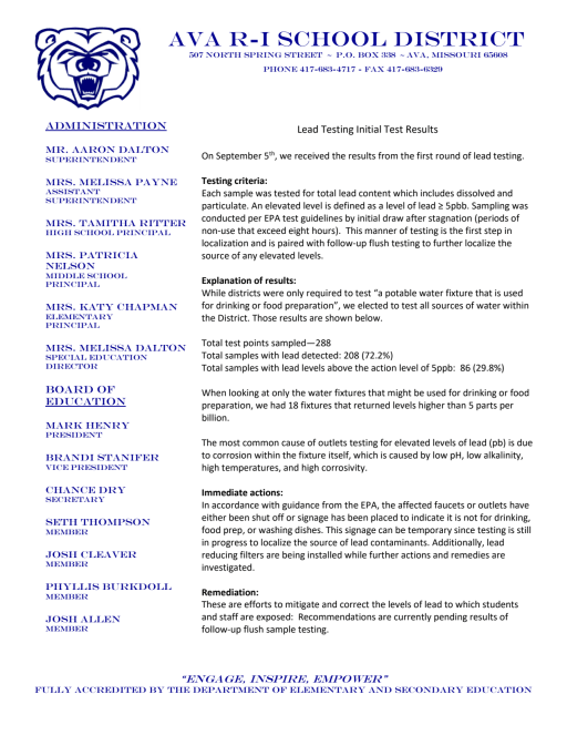 water testing request letter