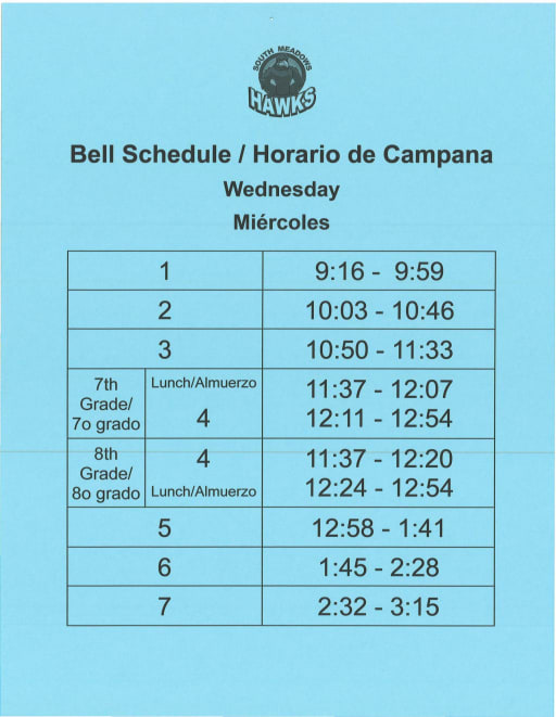 south elementary schedule