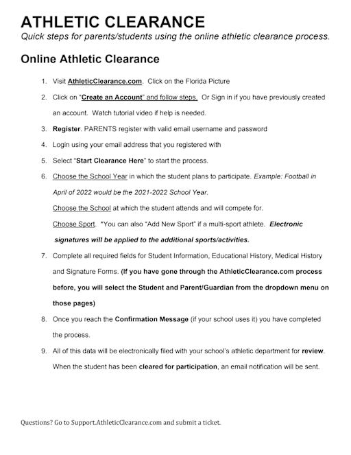 clearance instructions