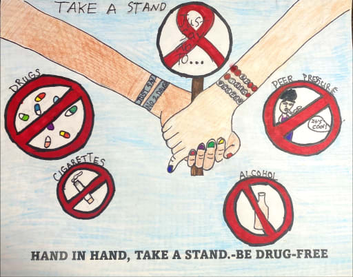 how to draw a red ribbon poster