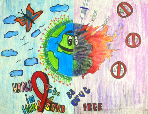 how to draw a red ribbon poster